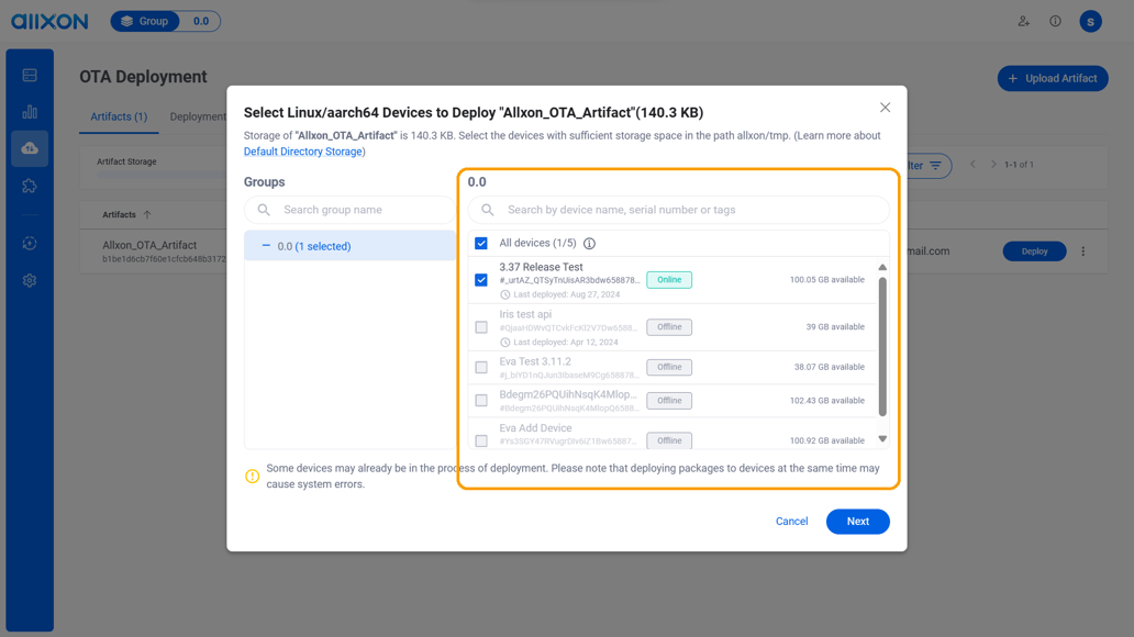 Deploy Ota Artifact